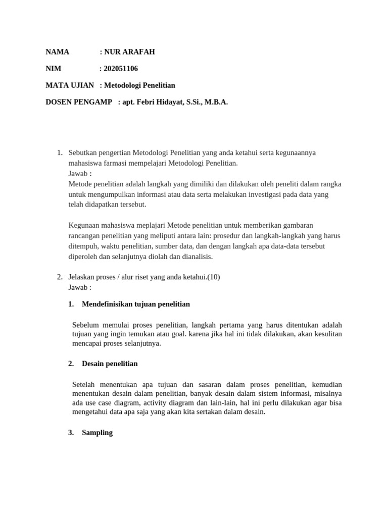 Nur Arafah 202051106 - Uts Metlit | PDF