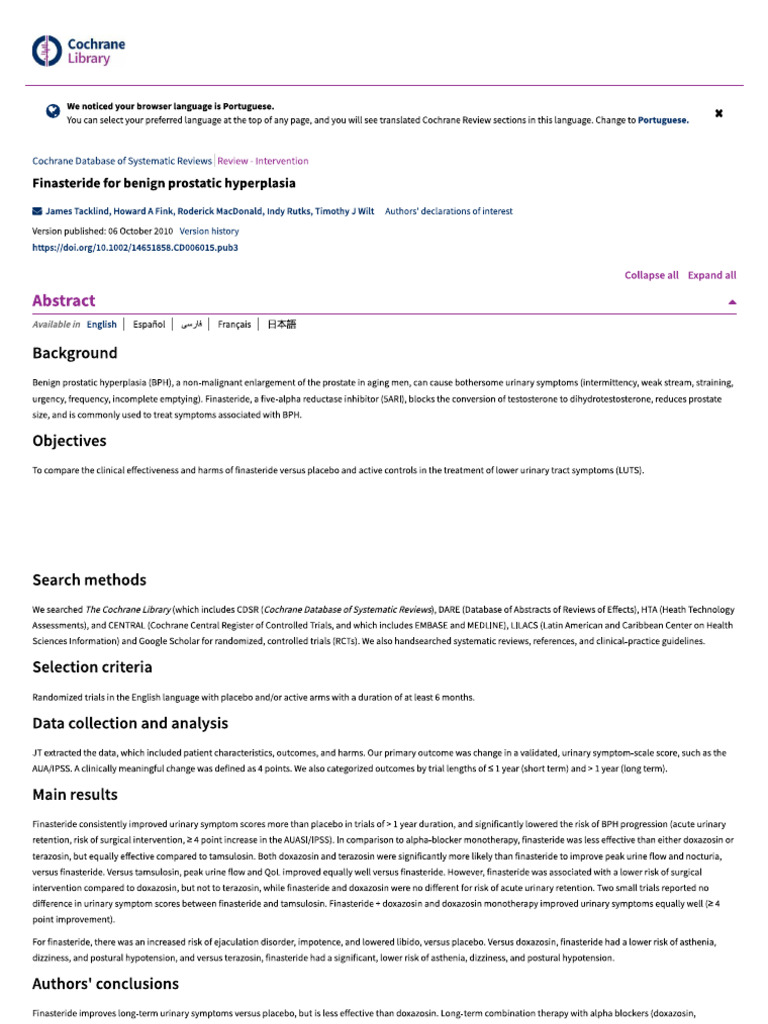 ('Benign Prostatic Hyperplasia' and Doxazosin or ('Benign Prostatic Hyperplasia' and Tamsulosin ...