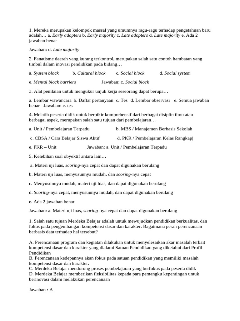 Contoh Soal KKG 1 | PDF