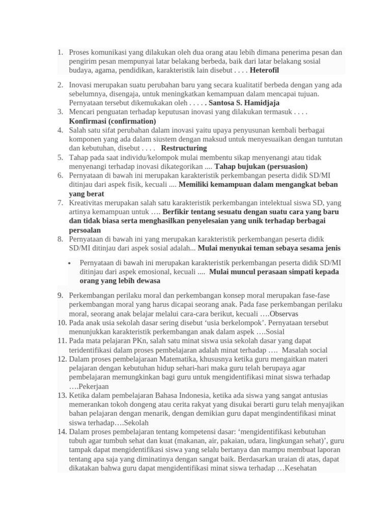 Contoh Soal KKG 2 | PDF