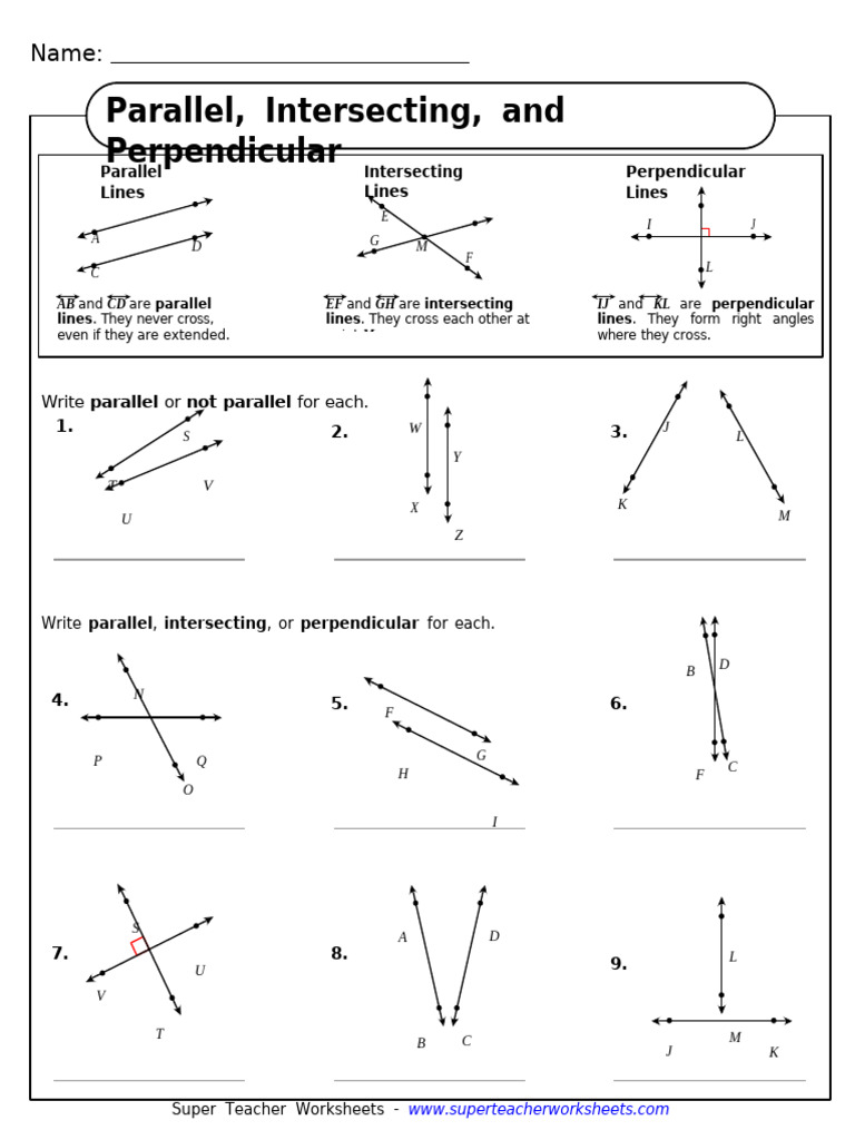 Parallel Intersecting Perpendicular 1 | PDF | Perpendicular | Euclidean Geometry