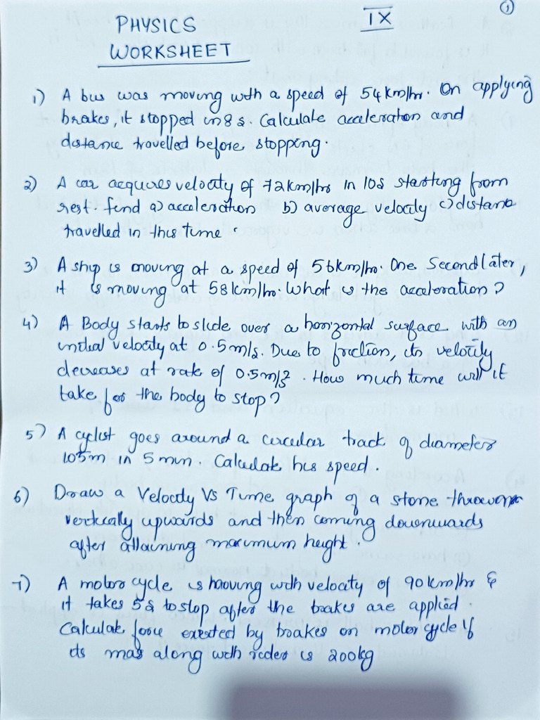 Class 9 Worksheet | PDF