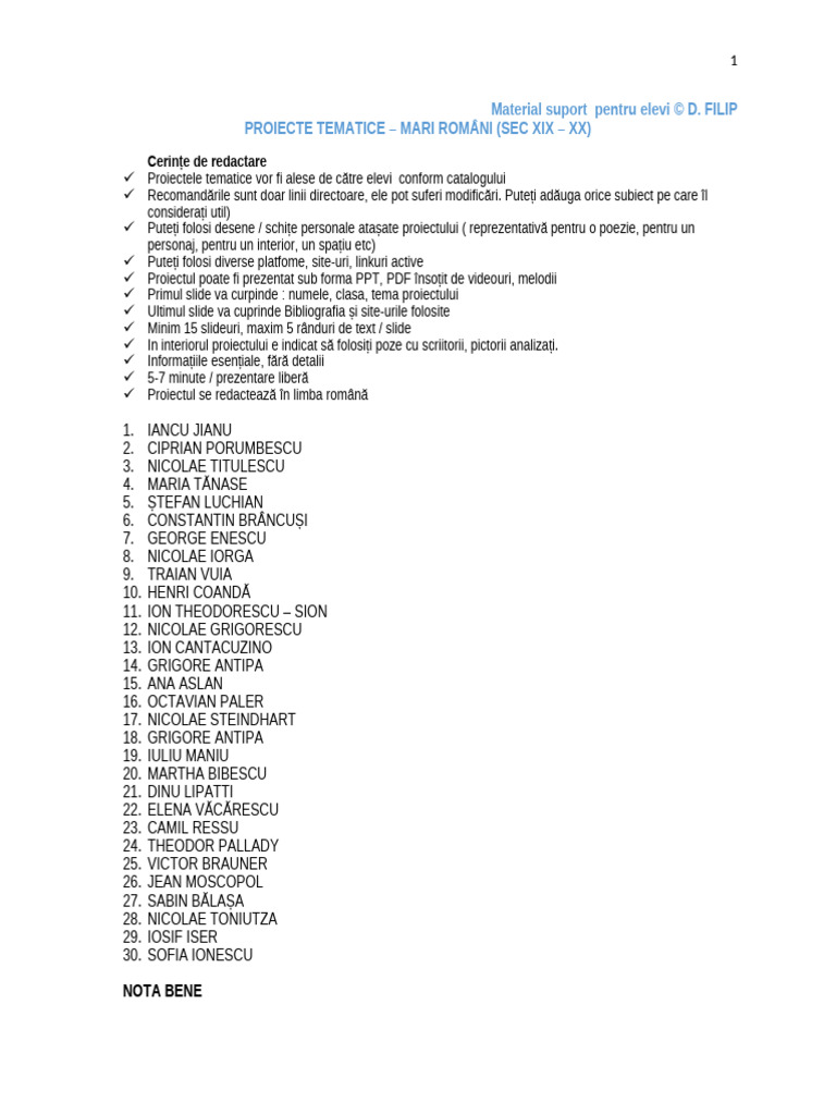 MARI ROMÂNI - Proiecte XI, SEM 2 | PDF