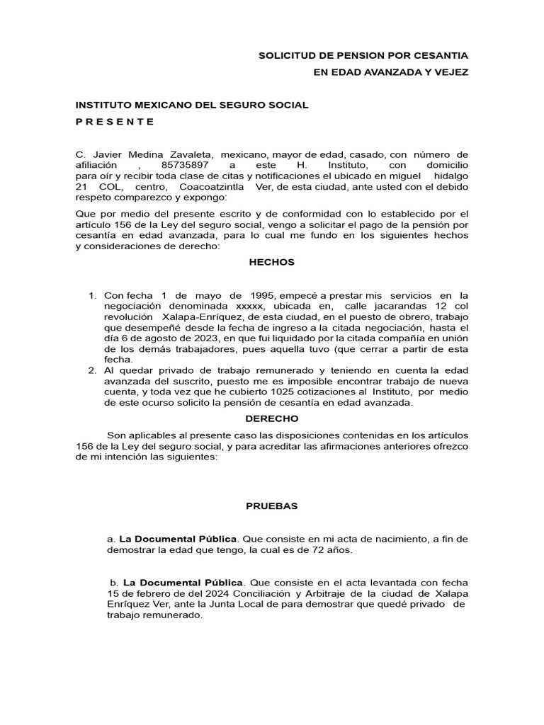 Solicitud de Pension Por Cesantia | PDF | Pensión | Bienestar