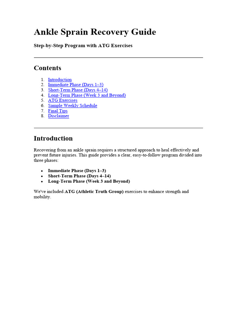 Ankle Sprain Recovery Guide | PDF