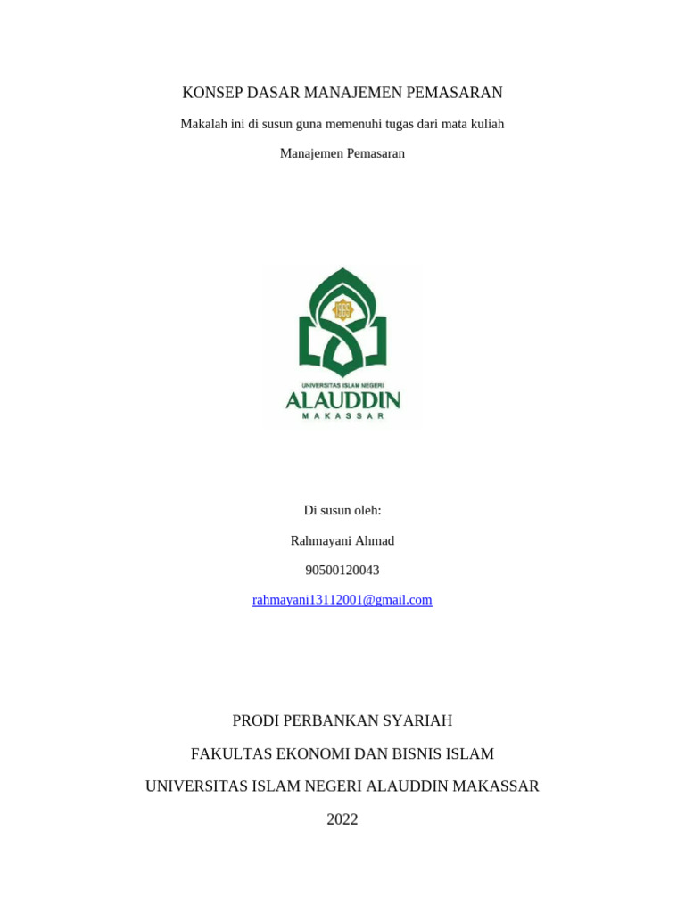Konsep Dasar Manajemen Pemasaran | PDF