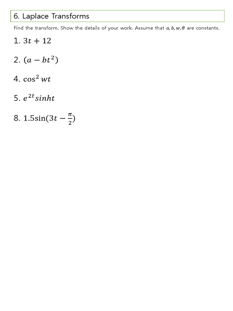 Example 6 1 Laplace Transform | PDF