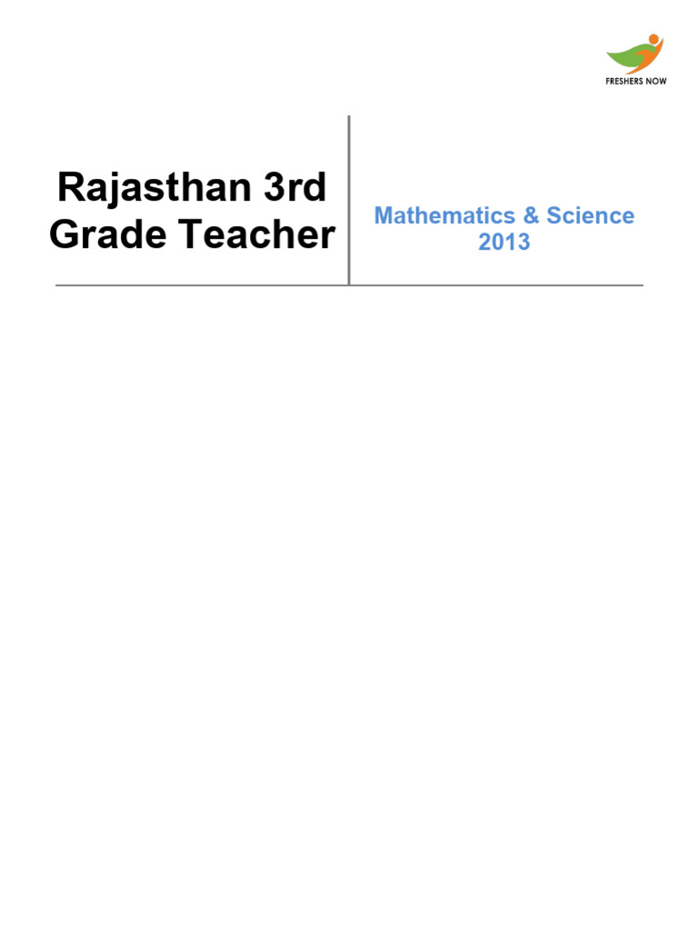 Rajasthan 3rd Grade Teacher 2013 Old Paper | PDF Rajasthan 3rd Grade Teacher 2013 Old Paper | PDF