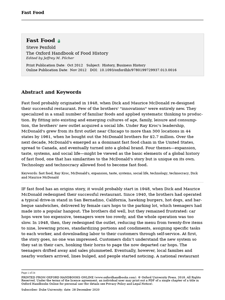Steven Penfold Fast Food | PDF