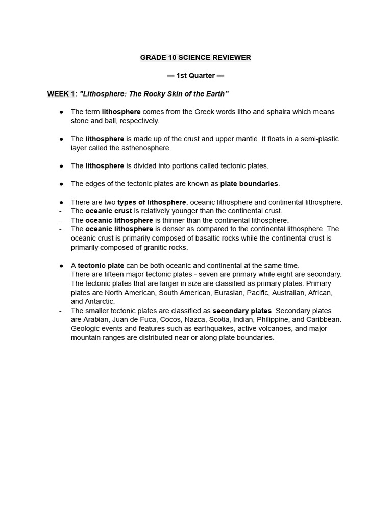 GRADE-10-SCIENCE-REVIEWER | PDF