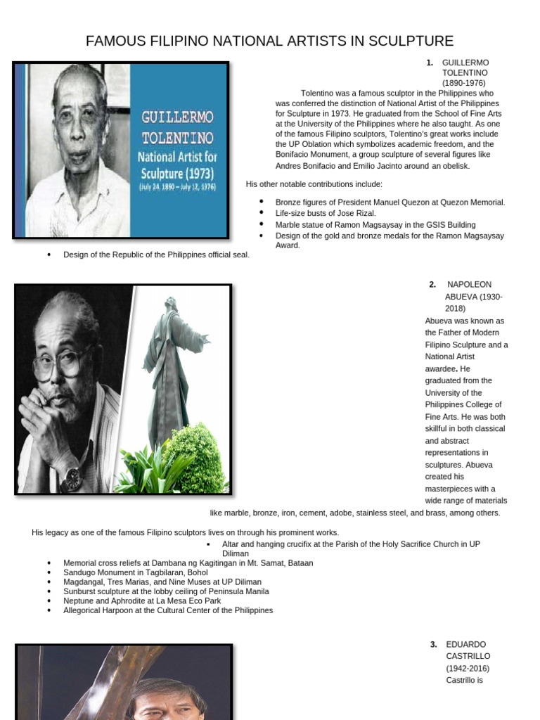 Famous Filipino National Artists in Sculpture | PDF