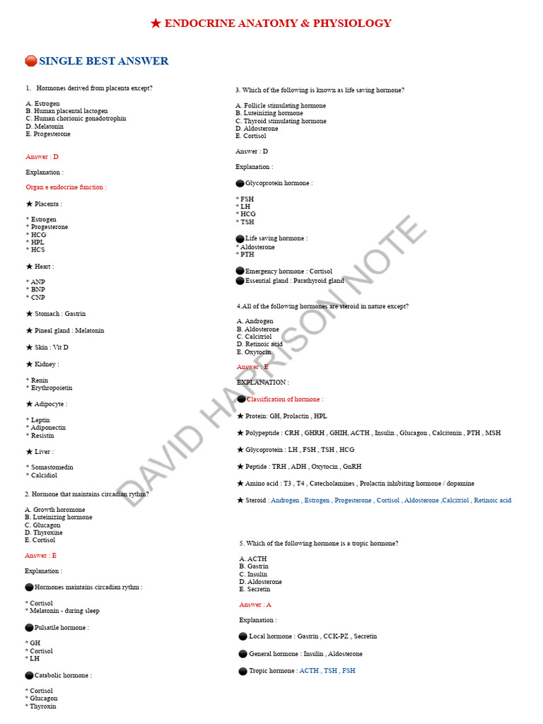 Endo Physiology Notes | PDF