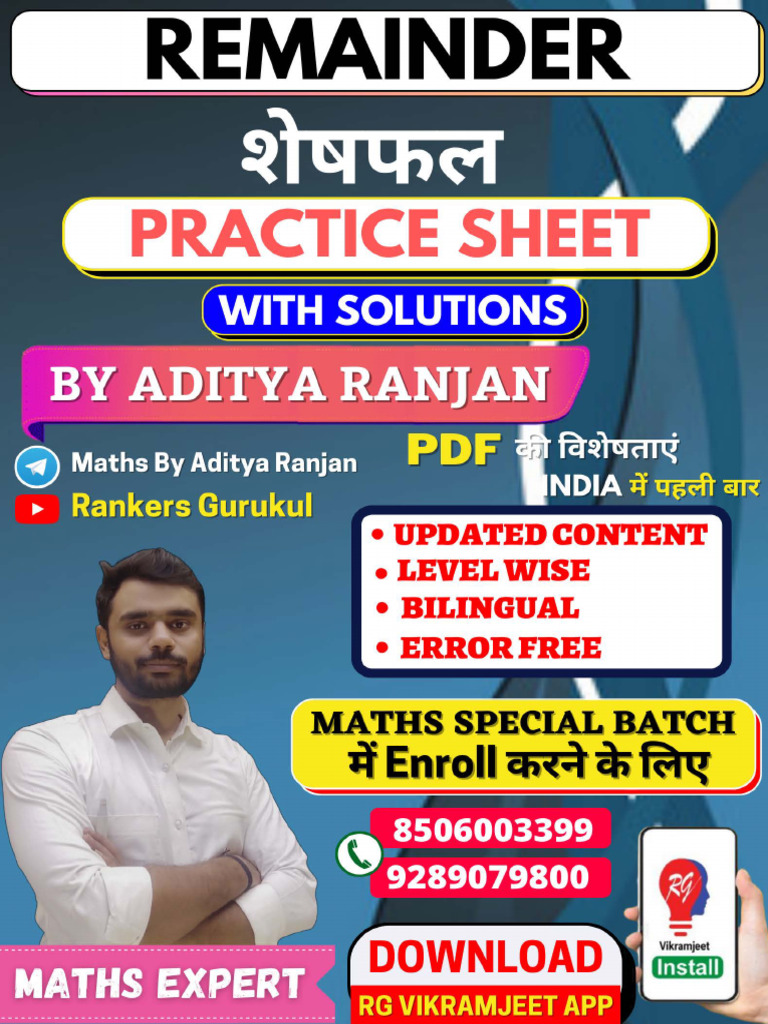 026 Remainder Practice Sheet With Solution MATHEMATICS NUMB | PDF