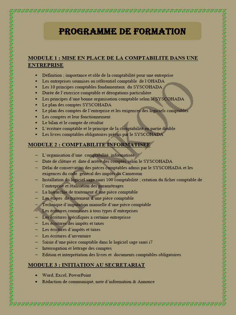 Programme de Formation | PDF