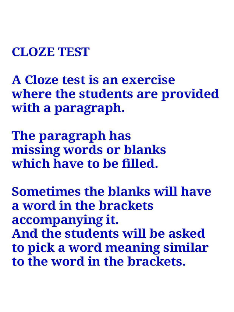 Cloze Test On Tenses | PDF
