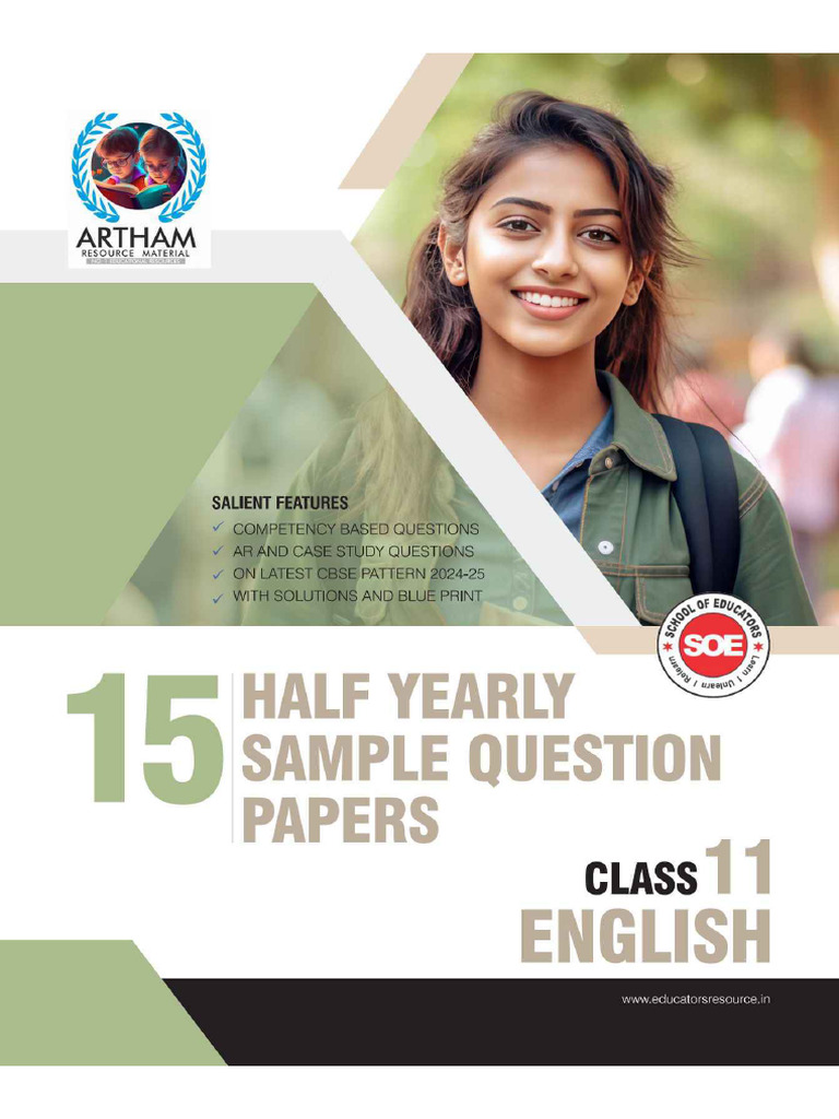 Set of 15 Half Yearly Sample Papers For Class 11 English With Solutions ...