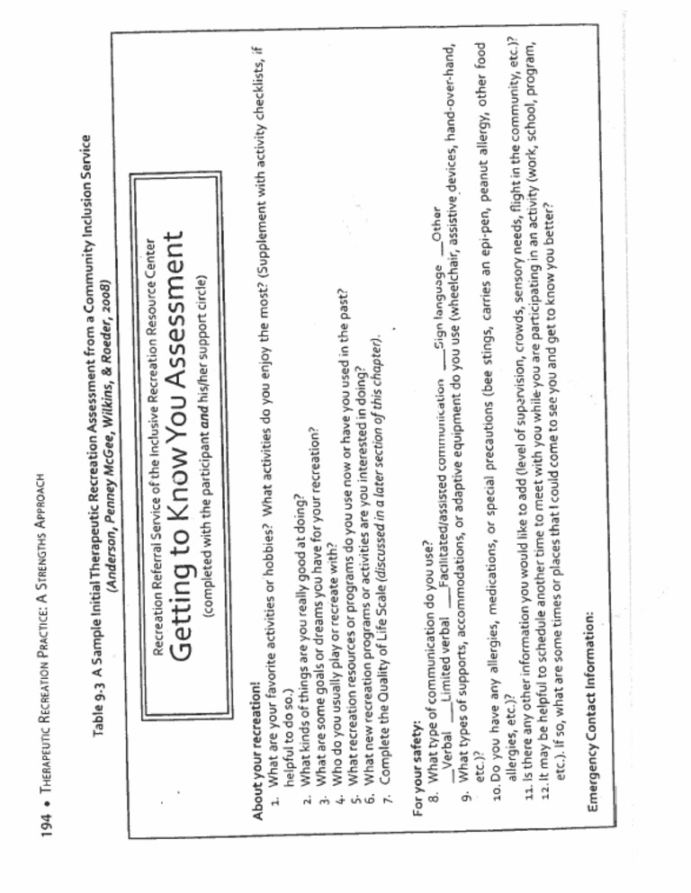 Getting To Know You Assessment | PDF