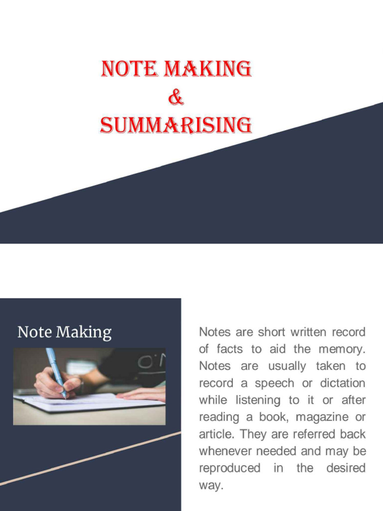 Note Making & Summarising | PDF