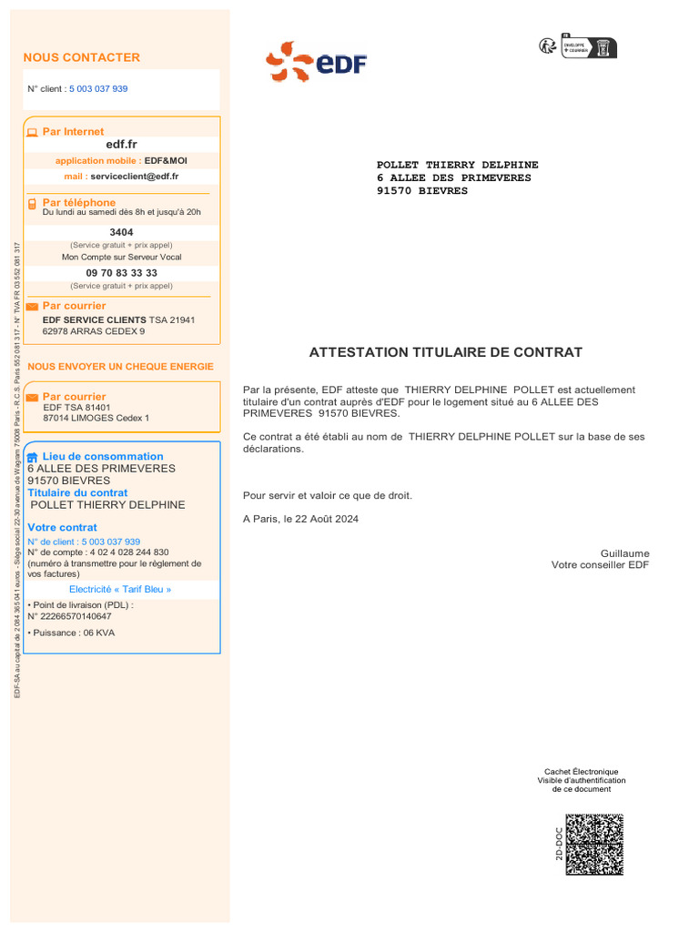 Contrat EDF Thierry Pollet | PDF