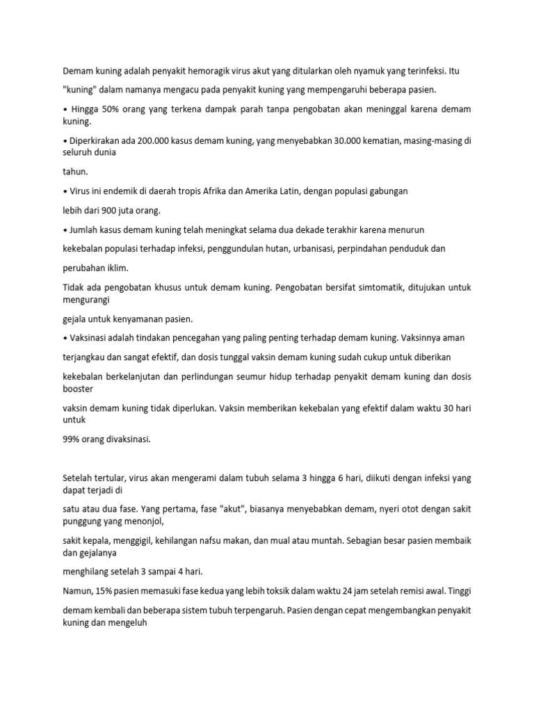 Demam Kuning Adalah Penyakit Hemoragik Virus Akut Yang Ditularkan Oleh ...