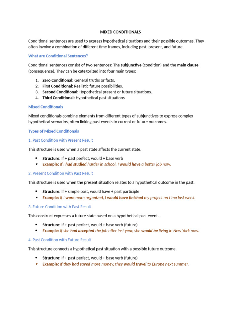 Mixed Conditionals | PDF