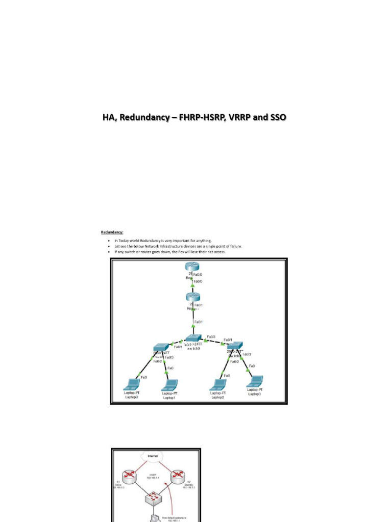 3-HA, Redundancy - FHRP-HSRP, VRRP and SSO | PDF