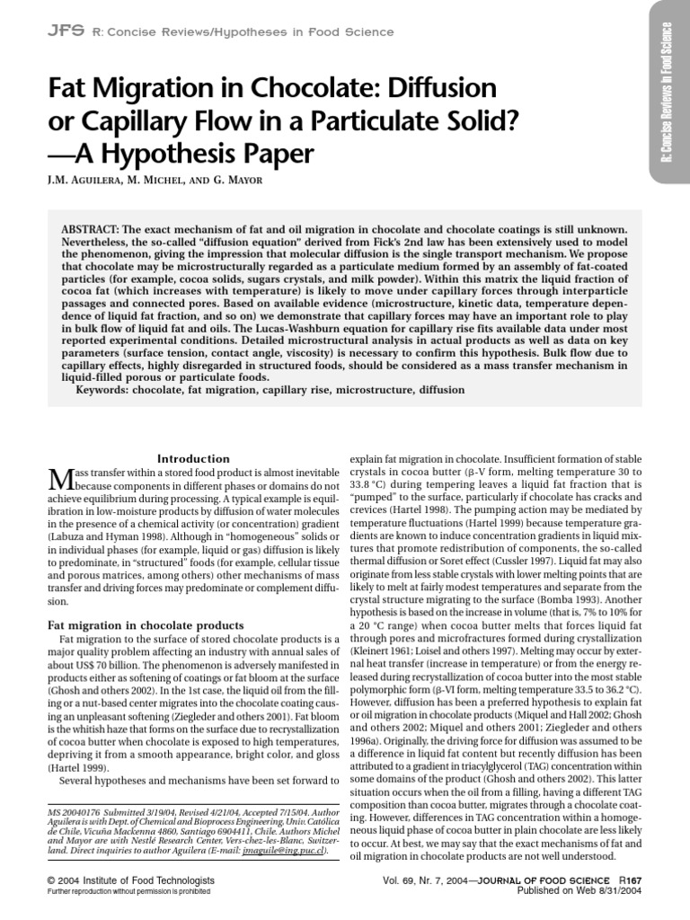 Fat Migration in Chocolate Diffusion or | PDF