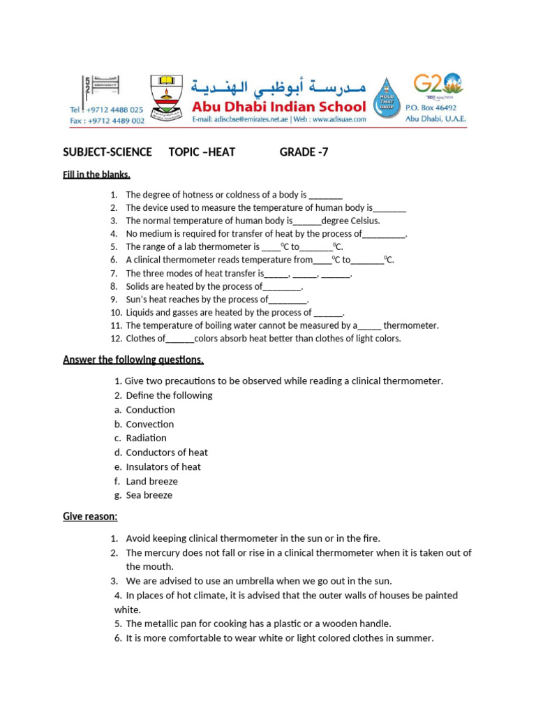Heat Worksheet | PDF
