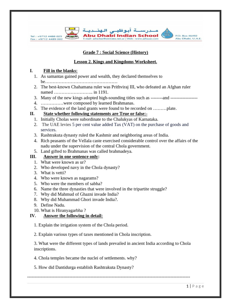 Kings and Kingdoms -worksheet | PDF