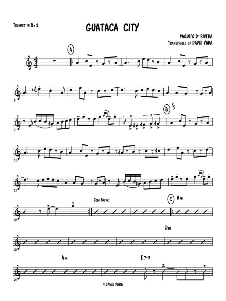 GUATACA CITY SCORE - Trumpet in BB 1 | PDF