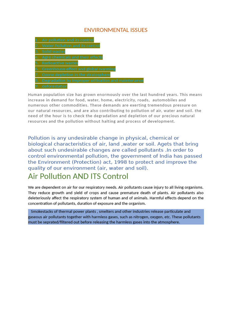 ENVIRONMENTAL ISSUES | PDF