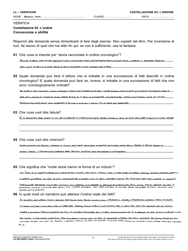 Seconda Luna Prova Verifica | PDF