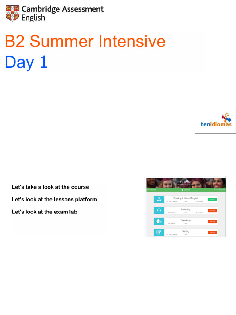 FCE Intensive Day 1 | PDF