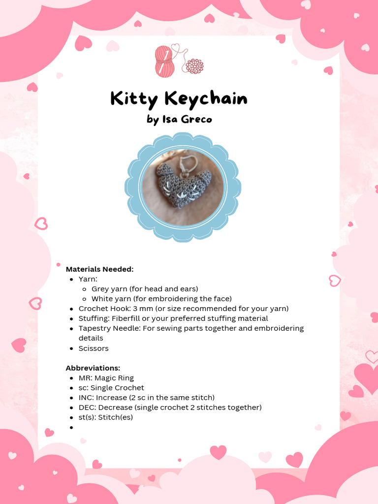 Crochet Kitty Keychain Pattern Guide | PDF | Teaching Methods & Materials