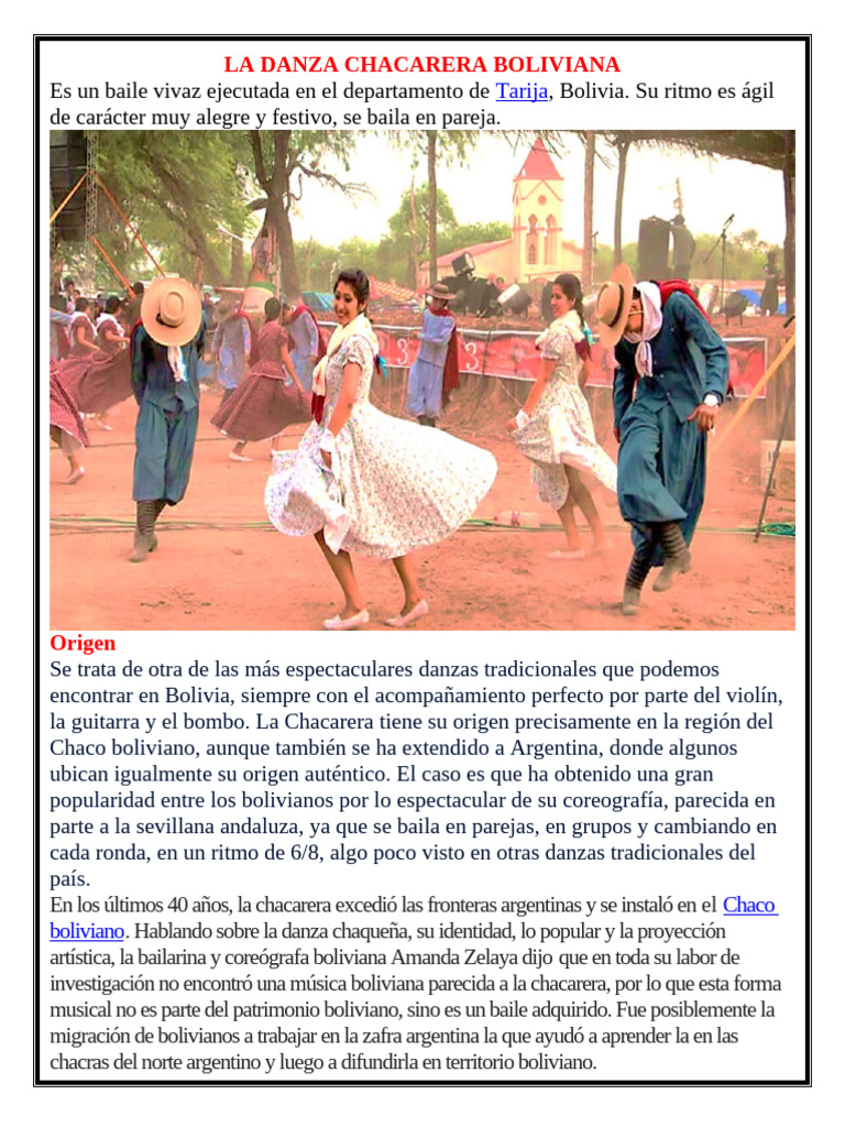 Danza La Chacarera | PDF | Bailes | Las artes escénicas