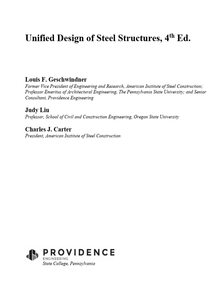 2023 - Geschwindner - Unified Design of Steel Structures | PDF