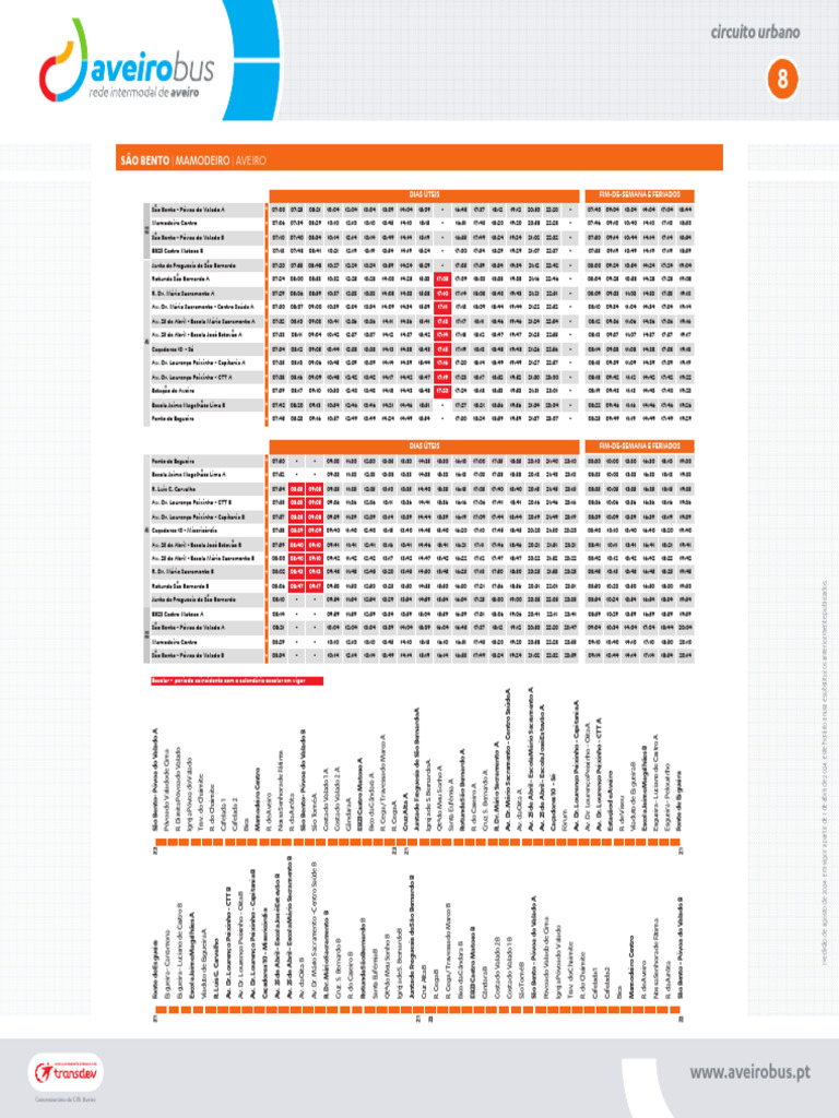 Aveiro Bus Site Horario Linha 297x297 l8 2024 04 0208 | PDF
