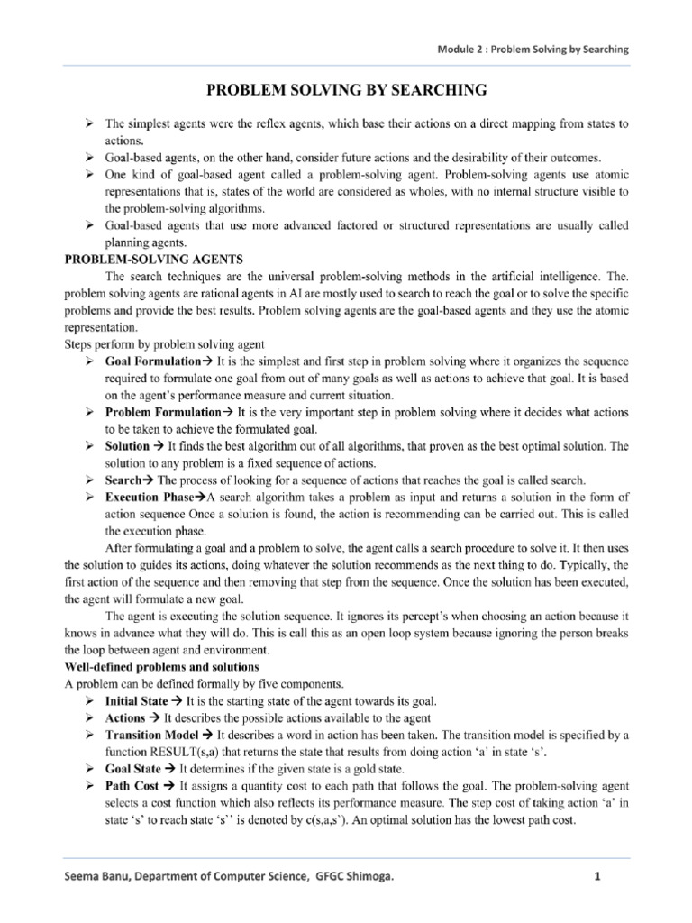 Module 2 - Problem Solving by Searching | PDF