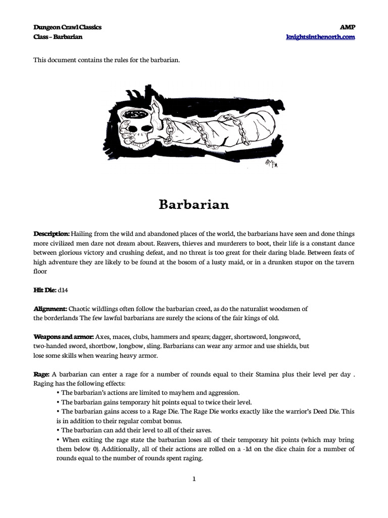 DCC Class Barbarian AMP | PDF