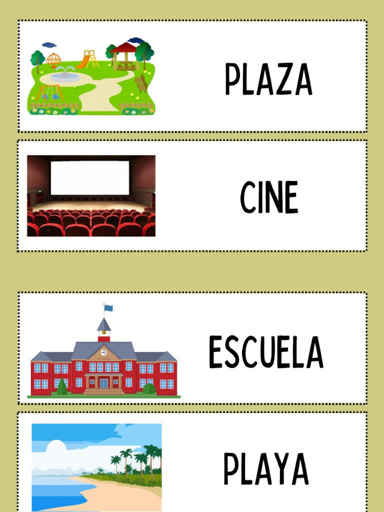 Lugares de la ciudad Vocabulario Flashcards | PDF
