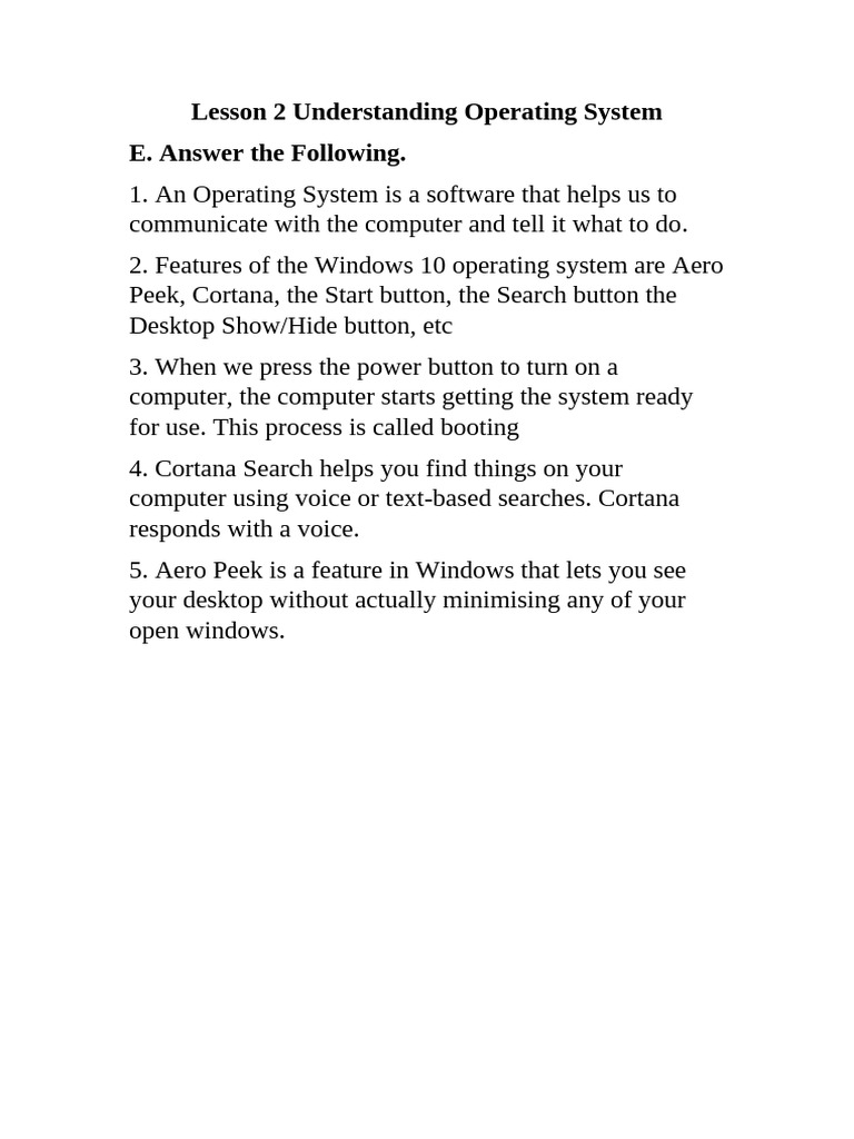 Lesson 2 Understanding Operating System | PDF Lesson 2 Understanding Operating System | PDF