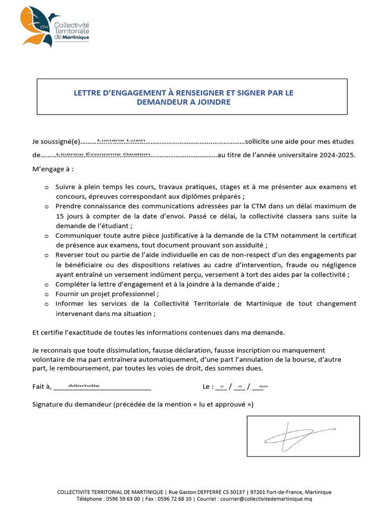 Ate Bmi - Lettre Engagement | PDF