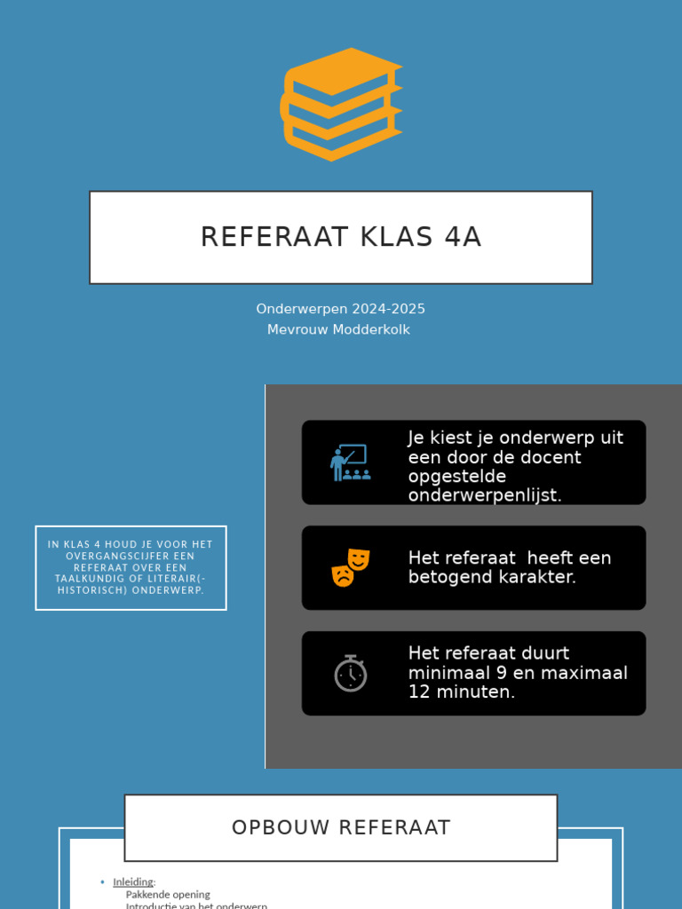 Referaat Klas 4A Onderwerpen 2425 | PDF