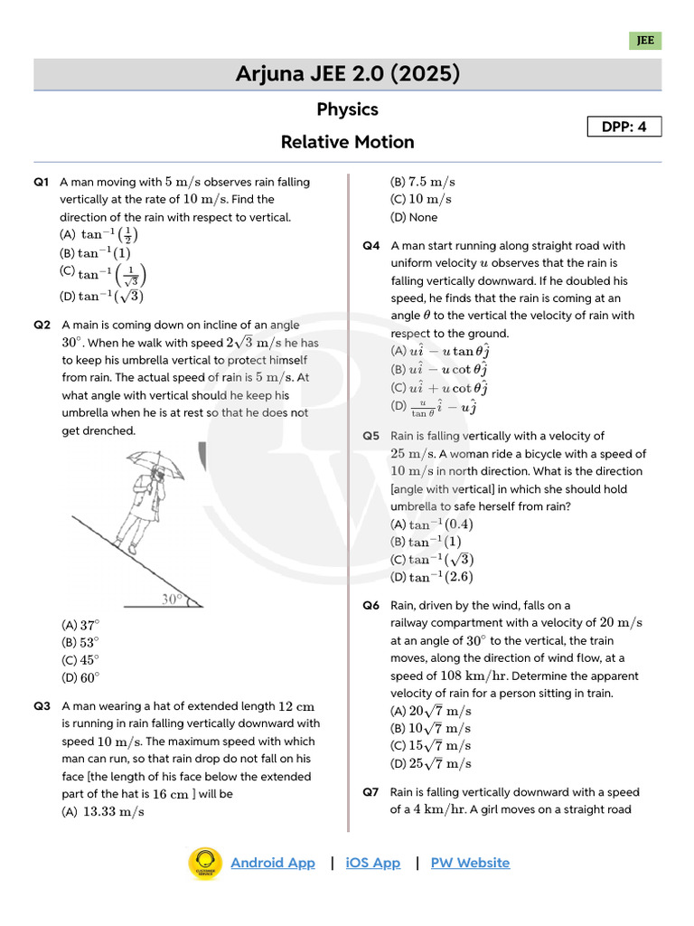 Relative Motion DPP 04 | PDF