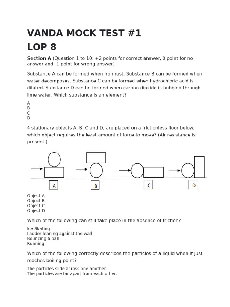 Vanda Mock Test 1. Grade 8 | PDF