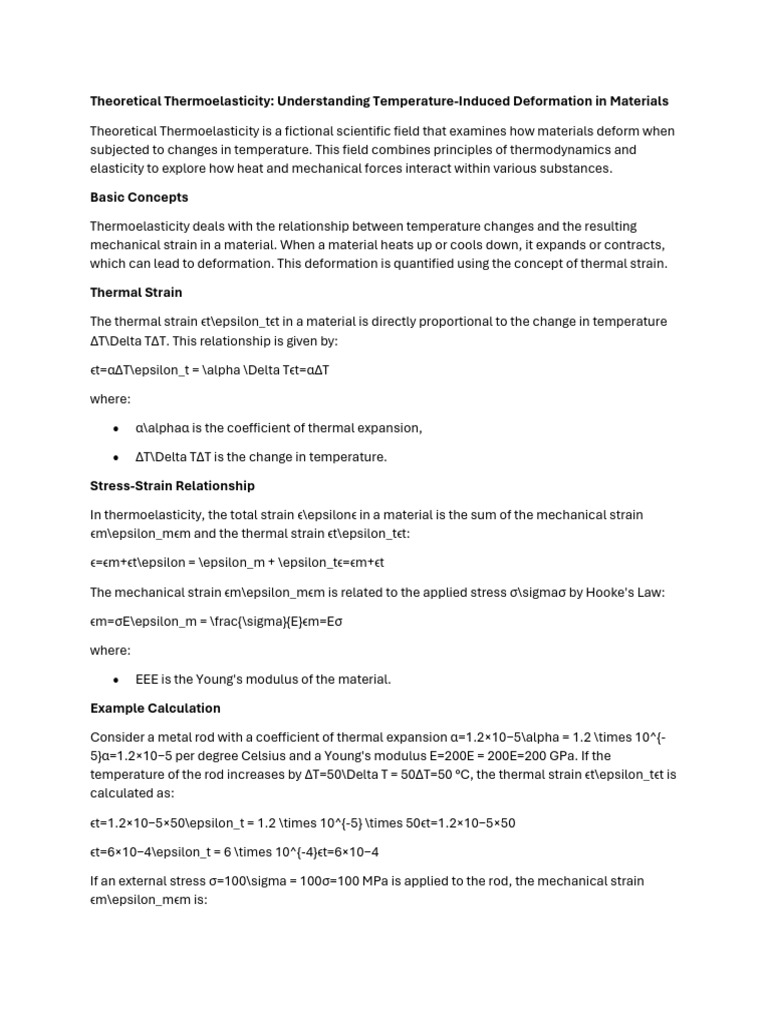 Theoretical Thermoelasticity | PDF