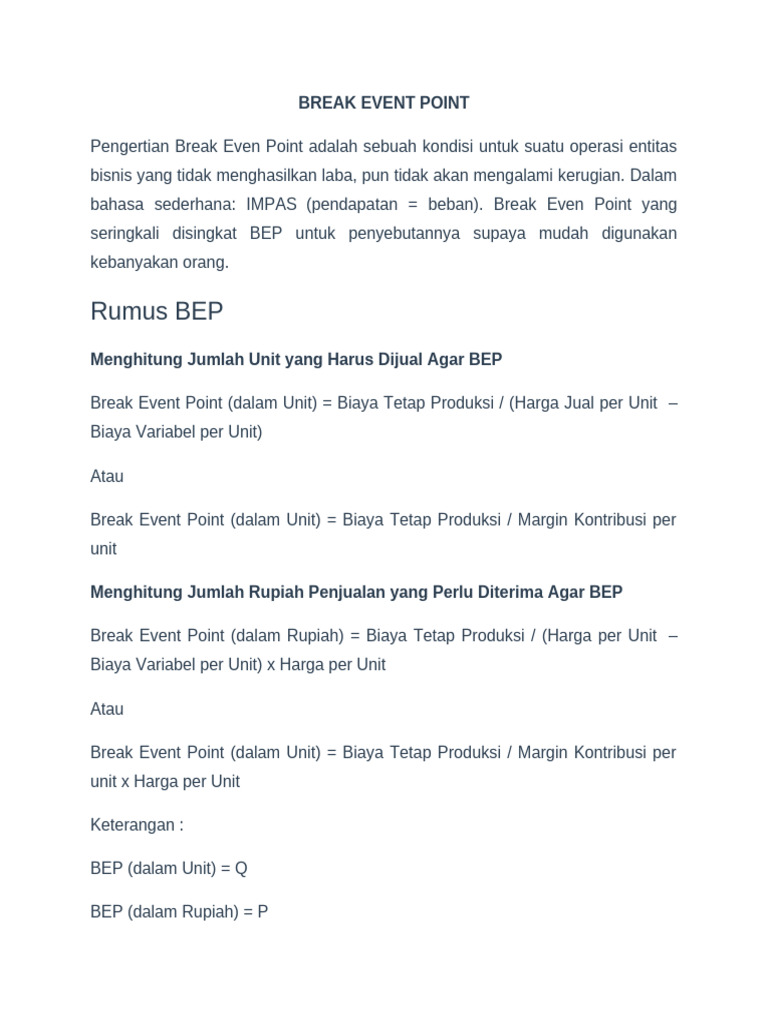 contoh soal BEP | PDF