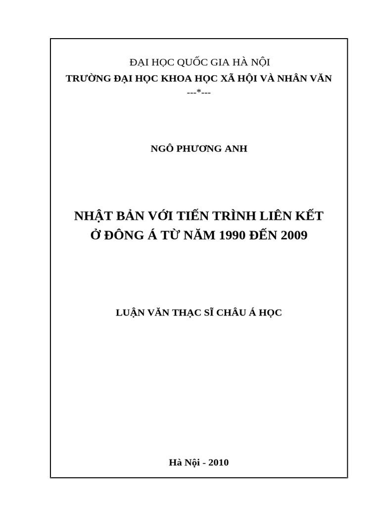 (123doc) Nhat Ban Voi Tien Trinh Lien Ket o Dong A Tu Nam 1990 Den 2009 | PDF