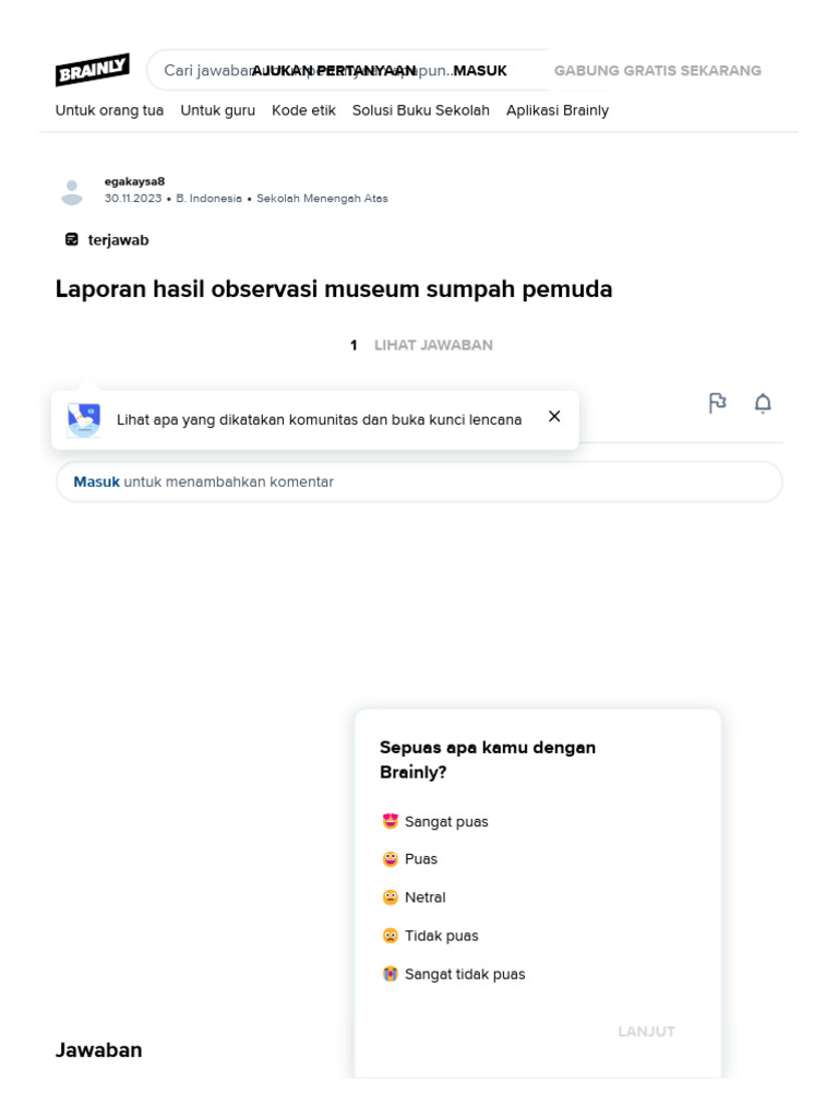 Laporan Hasil Observasi Museum Sumpah Pemuda - Brainly - Co.id | PDF