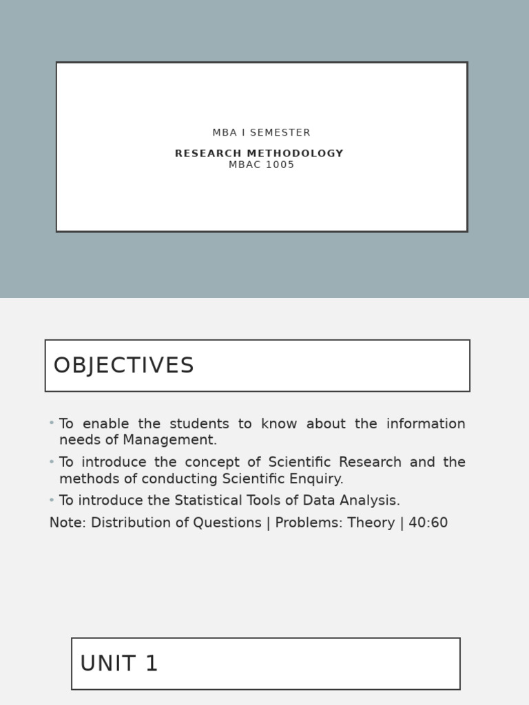Research Methodology - Unit 1 | PDF